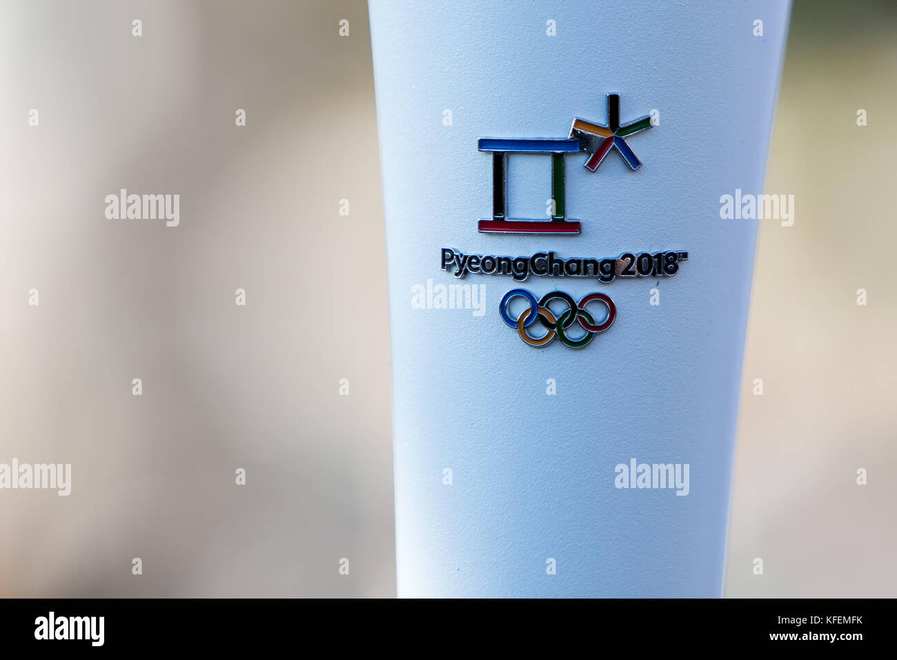 Thessaloniki, Greece, Oct 27, 2017:Winter Olympics torch relay arrived ...