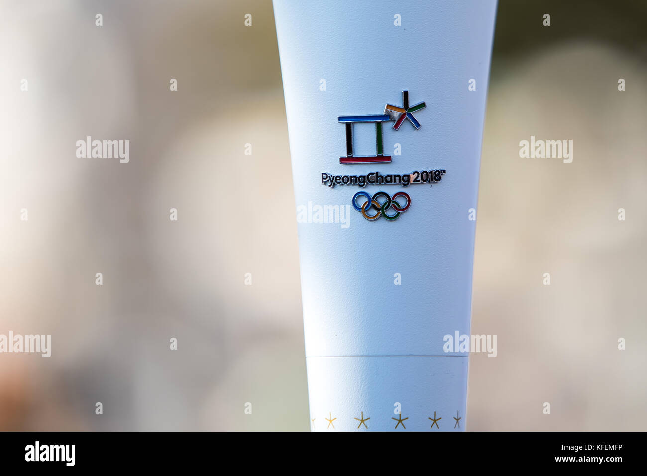 Thessaloniki, Greece, Oct 27, 2017:Winter Olympics torch relay arrived ...