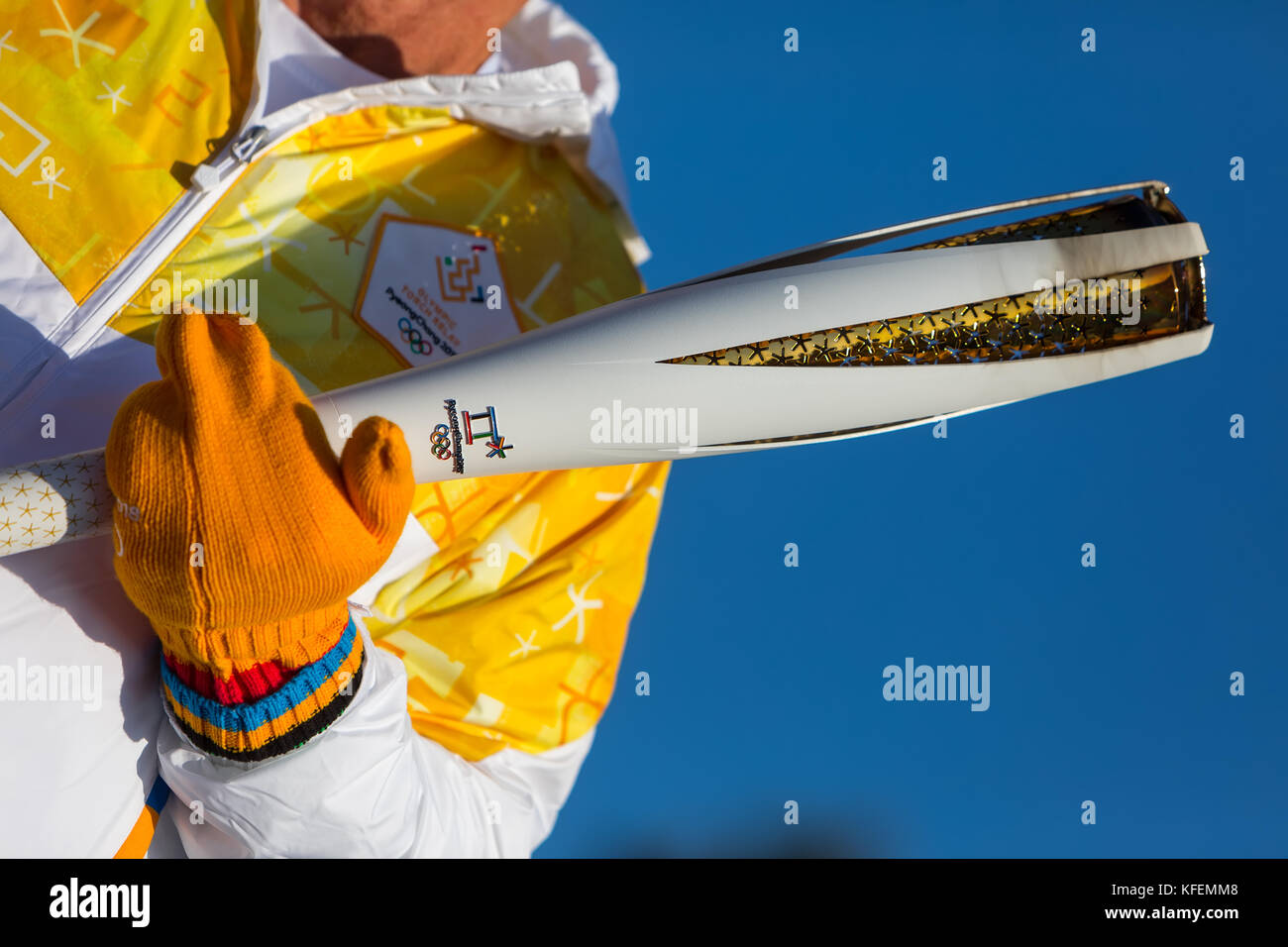 Thessaloniki, Greece, Oct 27, 2017:Winter Olympics torch relay arrived ...