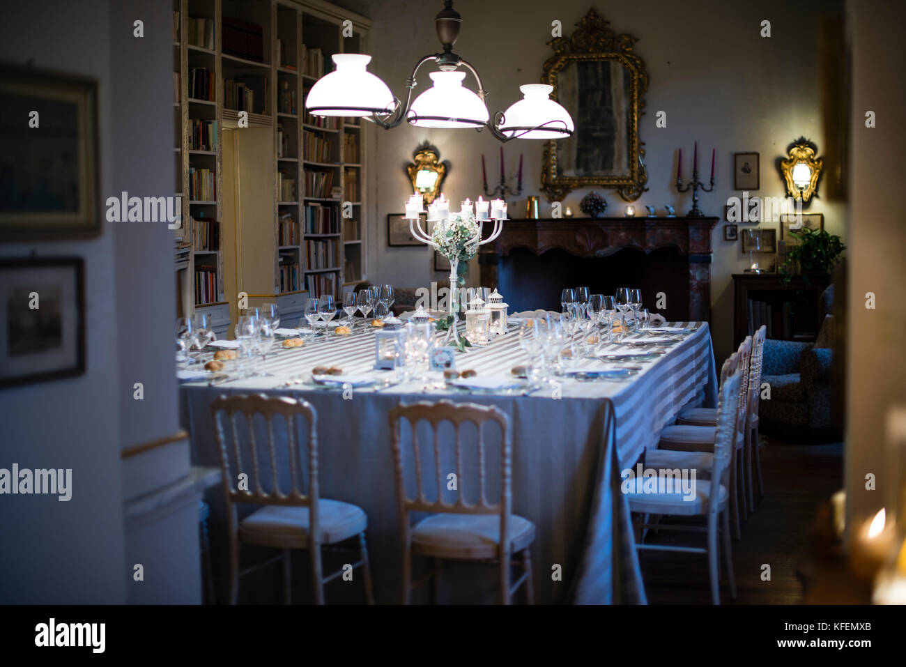 luxurious villa tables set for gala and wedding reception Stock Photo ...