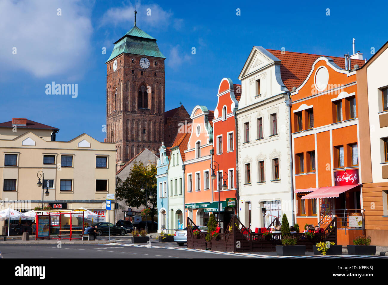 ZAGAN, POLAND - September 15th, 2017: Street with traditional houses in ...