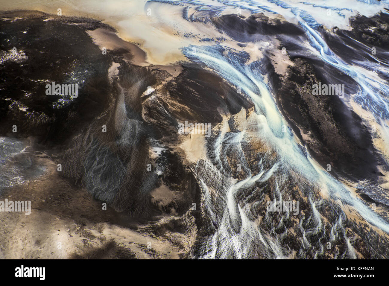 River Shapes in the Black Sand Stock Photo - Alamy