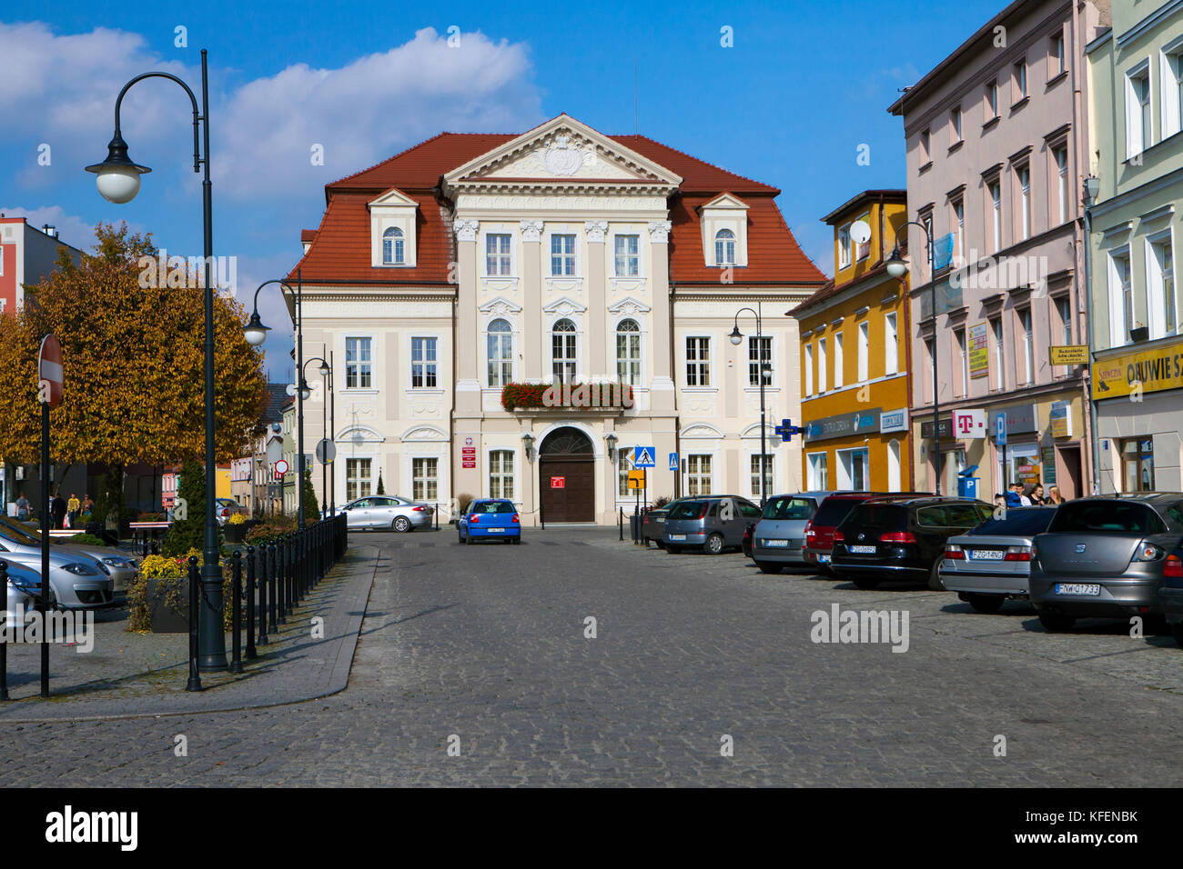 ZAGAN, POLAND - September, 2017: New city hall and Slowianski Square in ...