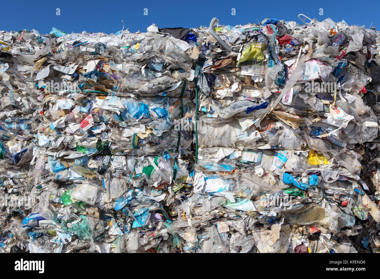 Recyclable waste ready to be recycled at a waste treatment plant Stock ...