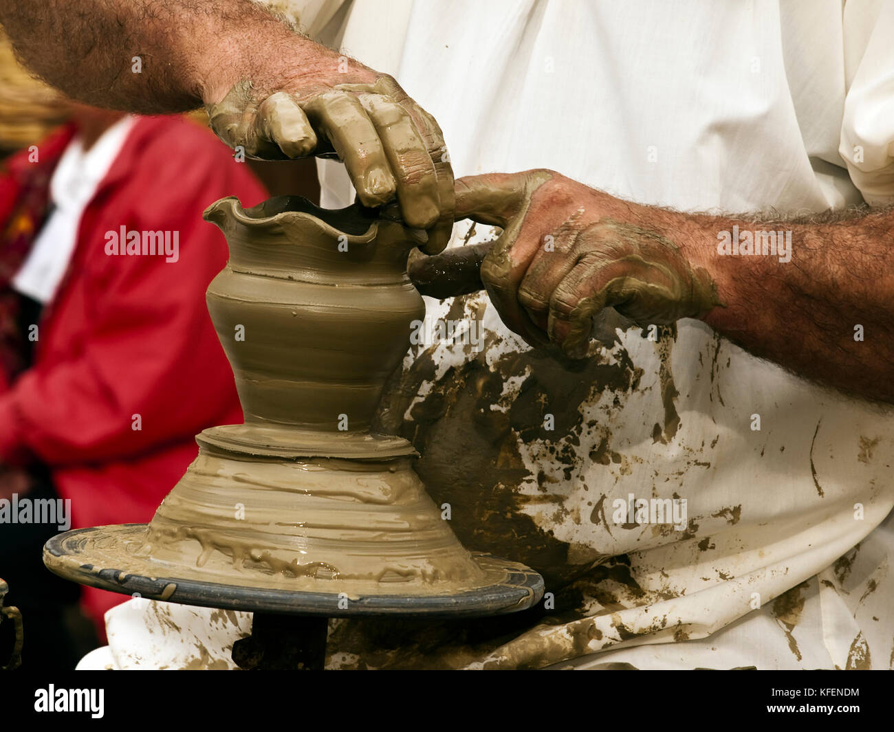 Detail of a pottery maker hands at work on clay pottery Stock Photo - Alamy