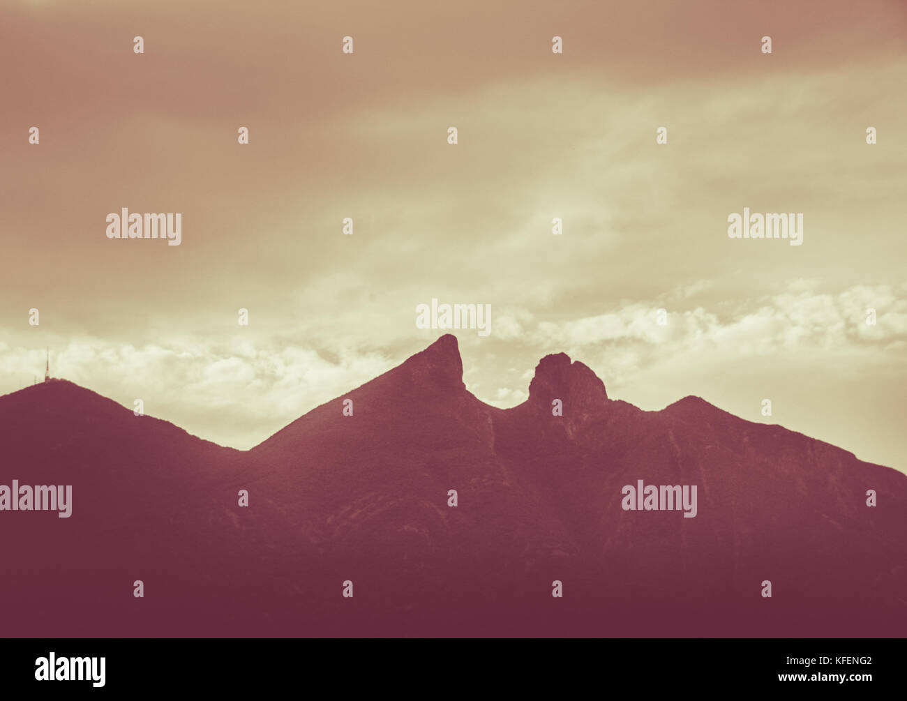 Cerro de la Silla mountain silhouette in Monterrey Nuevo Leon Mexico ...