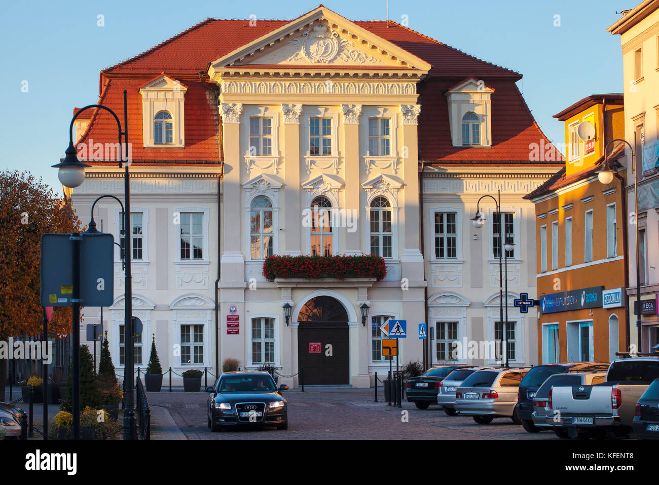 ZAGAN, POLAND - September, 2017: New city hall and Slowianski Square in ...