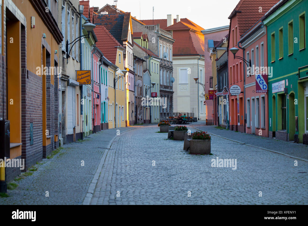 ZAGAN, POLAND - September 15th, 2017: Street with traditional houses in ...