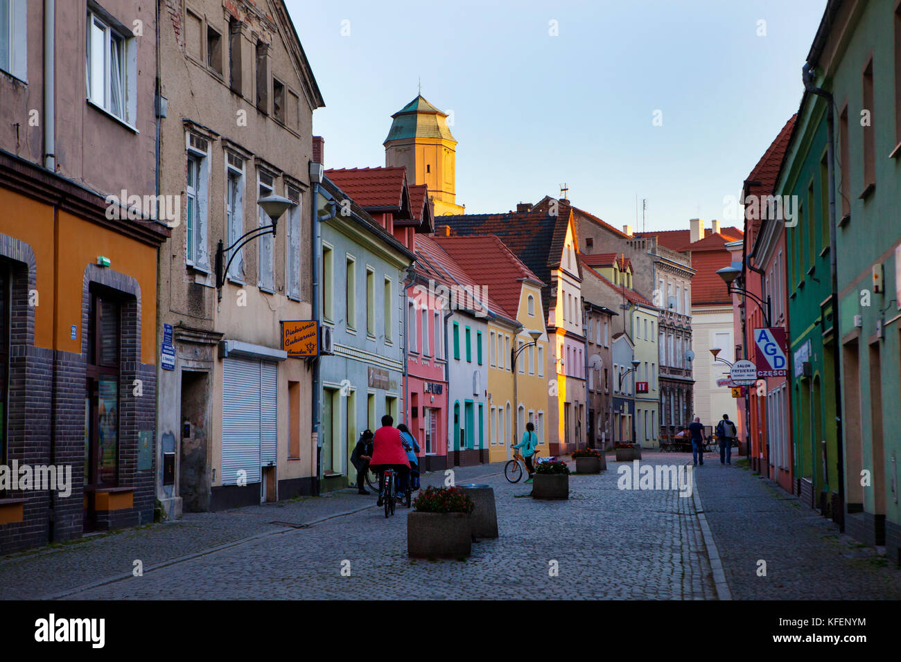 ZAGAN, POLAND - September 15th, 2017: Street with traditional houses in ...