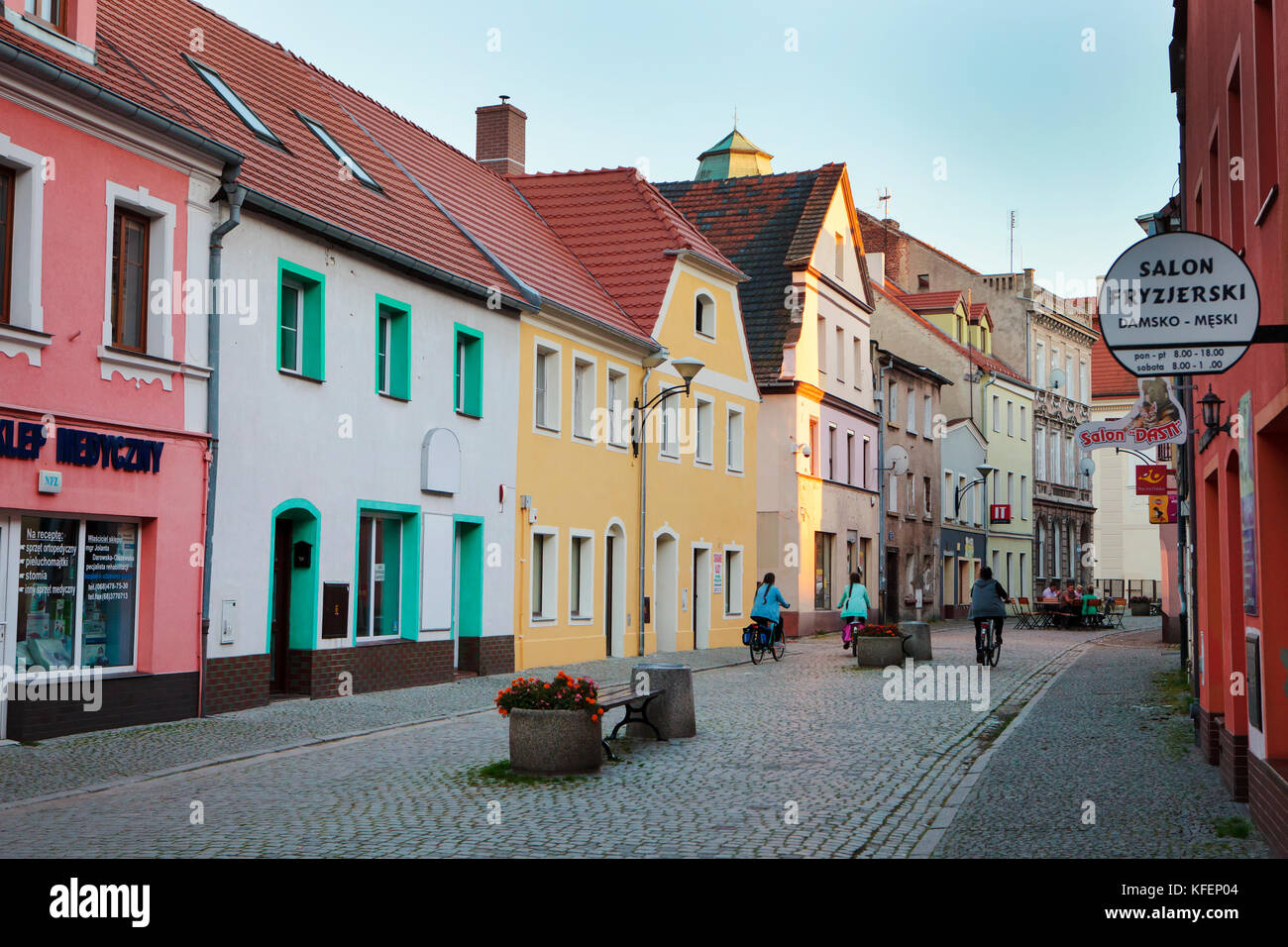 ZAGAN, POLAND - September 15th, 2017: Street with traditional houses in ...