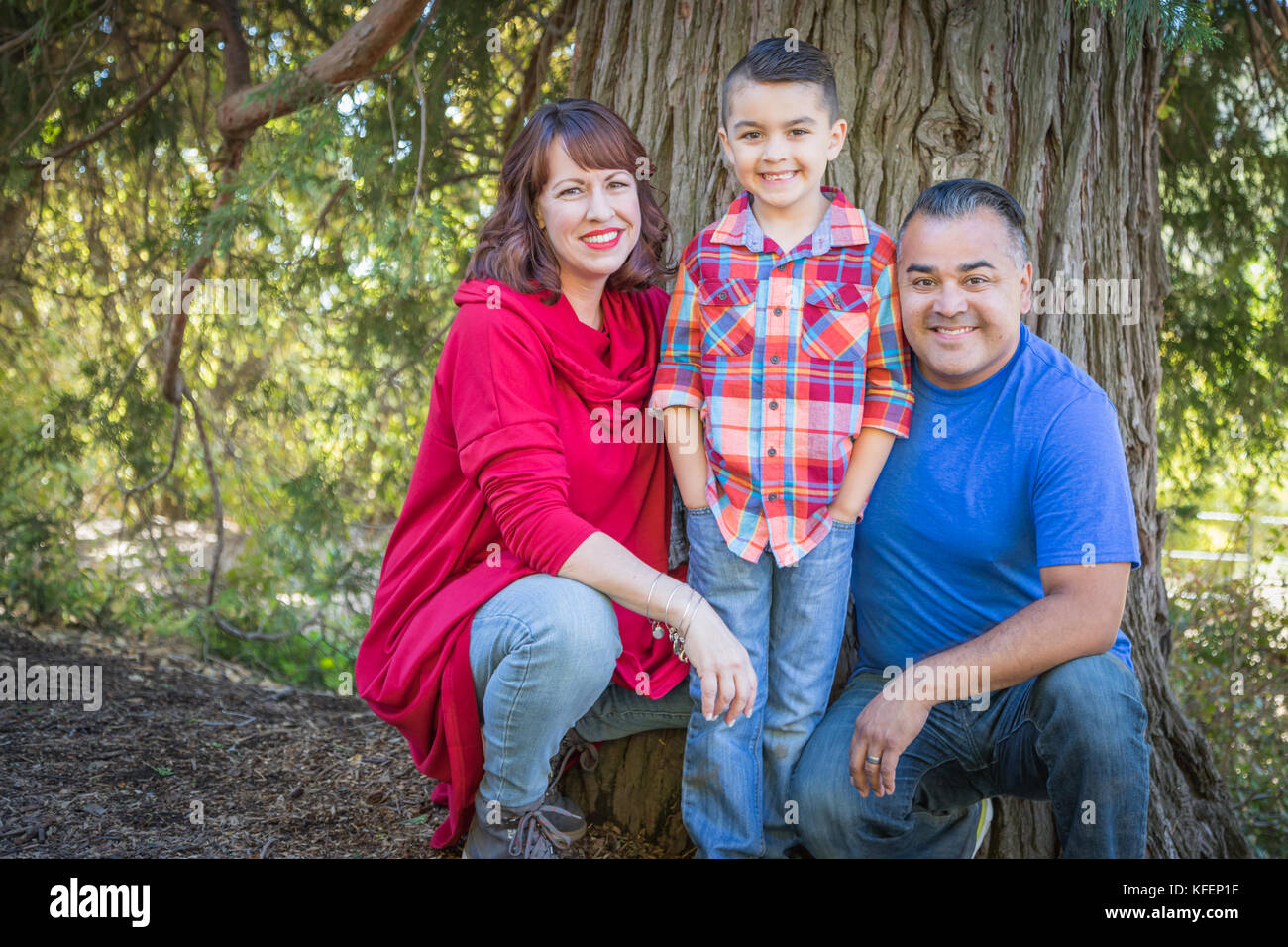 Mixed Race Caucasian and Hispanic Family At The Park Stock Photo - Alamy
