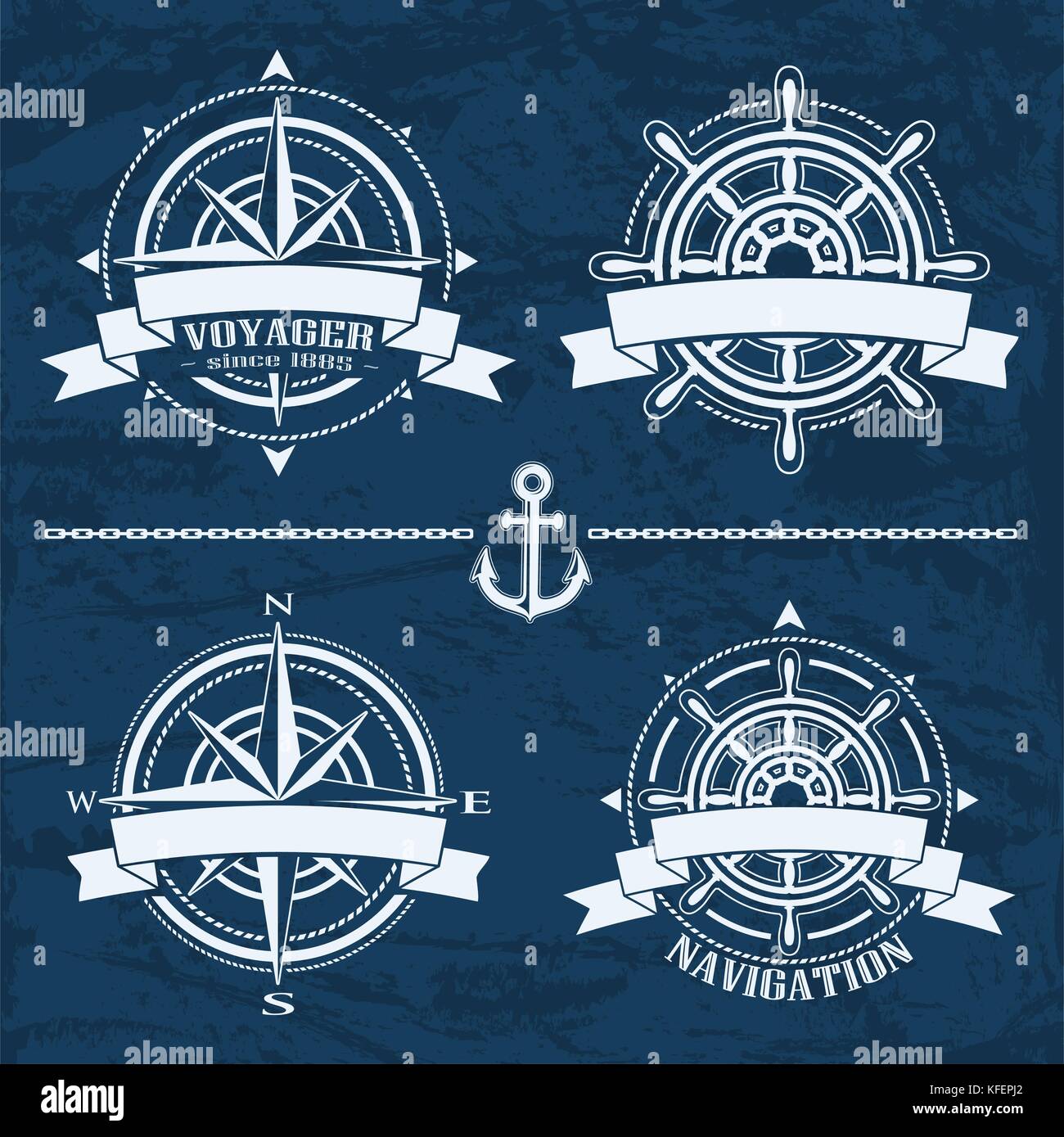 Set of vintage nautical design elements Stock Vector Image & Art - Alamy