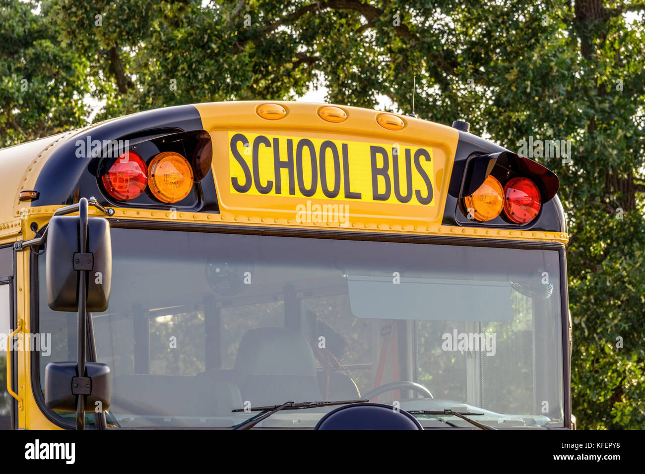 clean yellow school buses ready for first day of classes Stock Photo ...