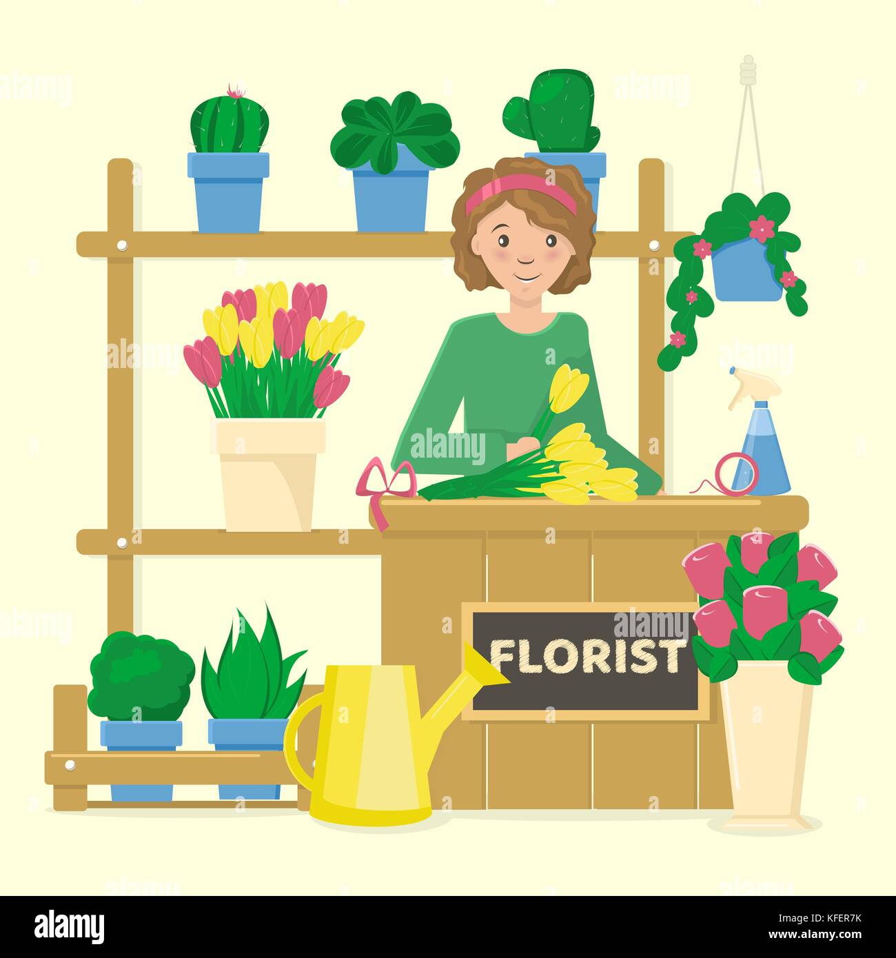 Flower shop vector illustration on a white background Stock Vector ...