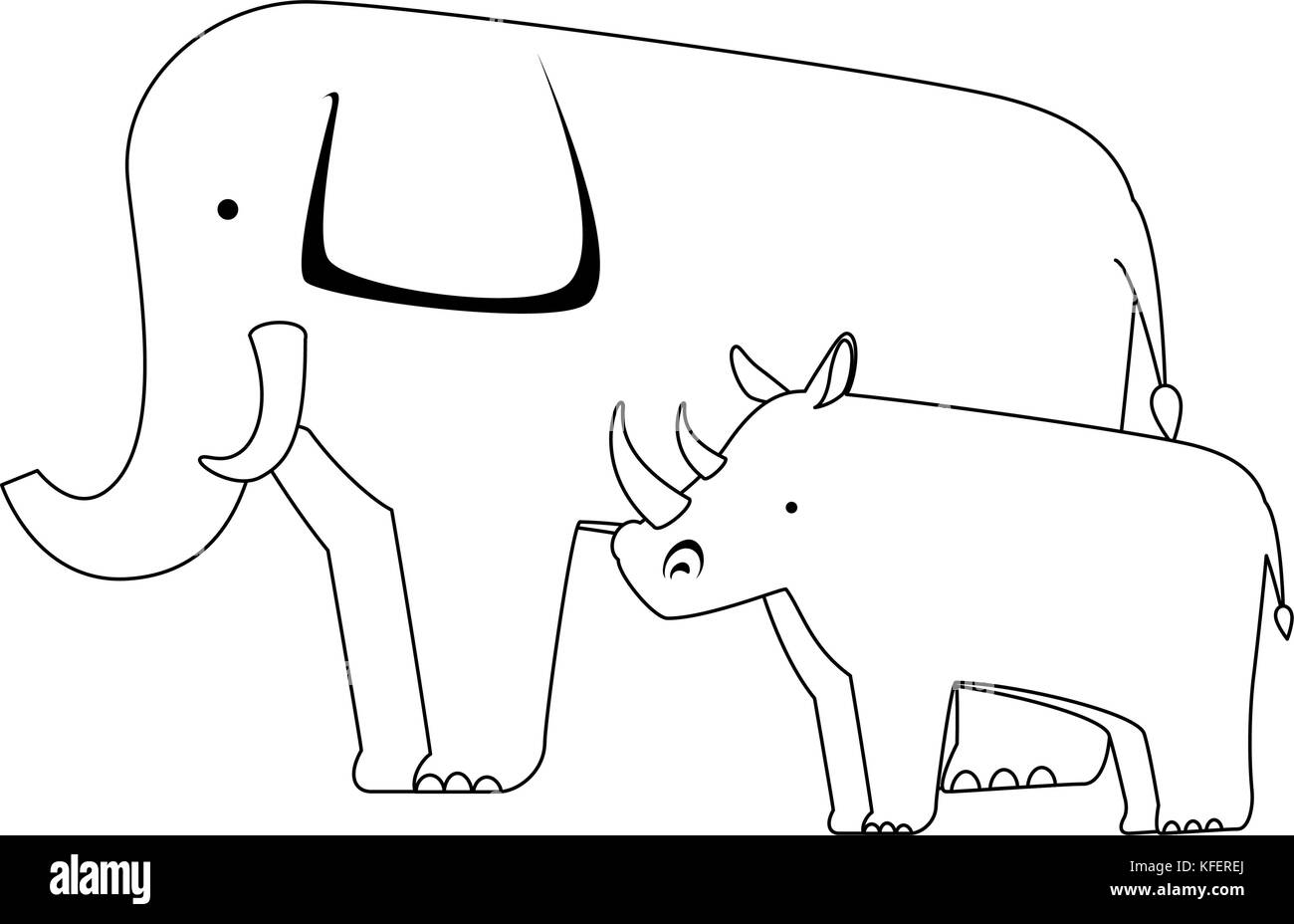 wild elephant and rhino vector illustration design Stock Vector Image ...