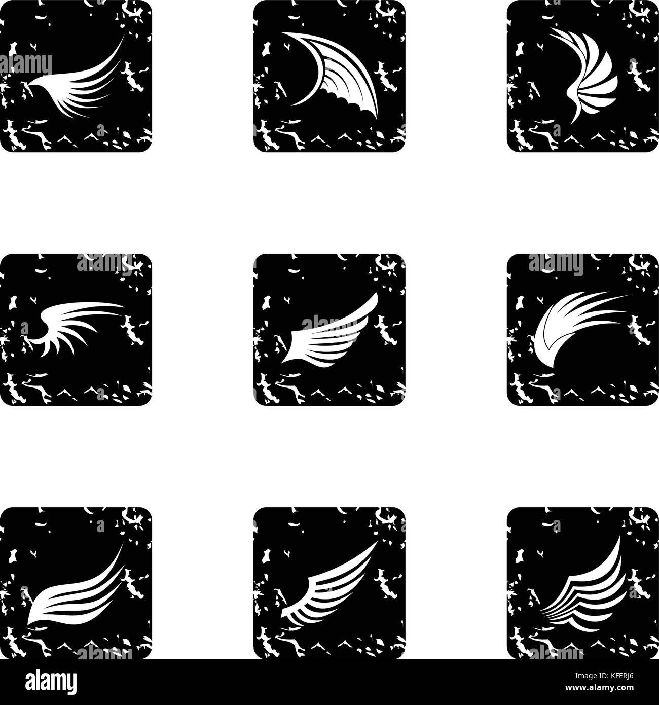 Types of wings icons set, grunge style Stock Vector Image & Art - Alamy