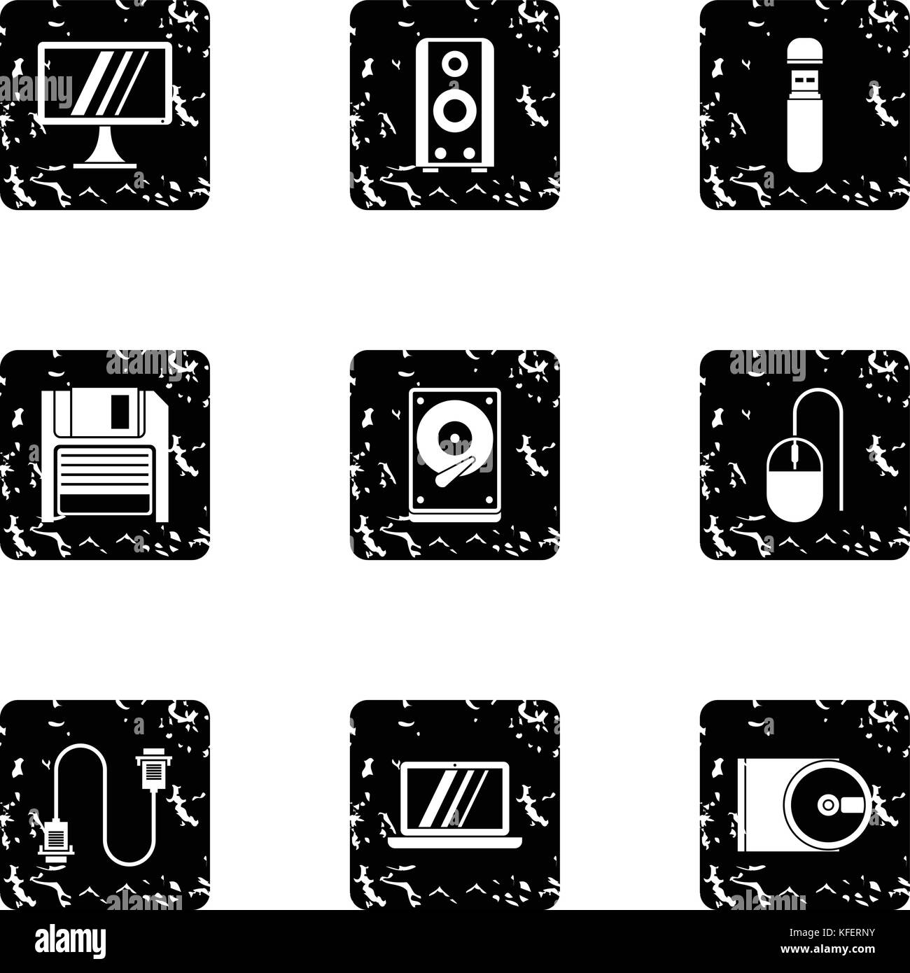 Computer setup icons set, grunge style Stock Vector Image & Art - Alamy