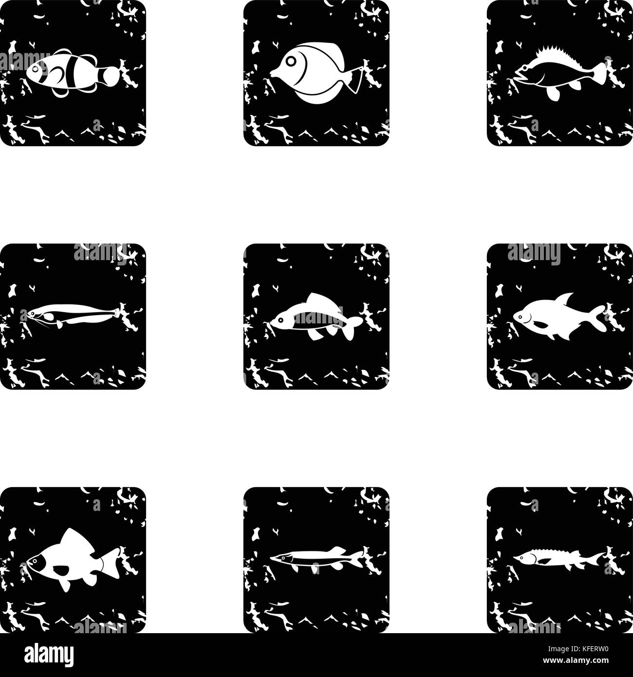 Species of fish icons set, grunge style Stock Vector Image & Art - Alamy