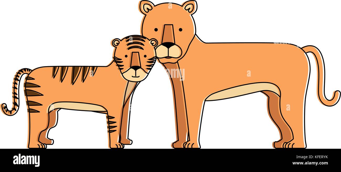 wild tiger and lion vector illustration design Stock Vector Image & Art ...