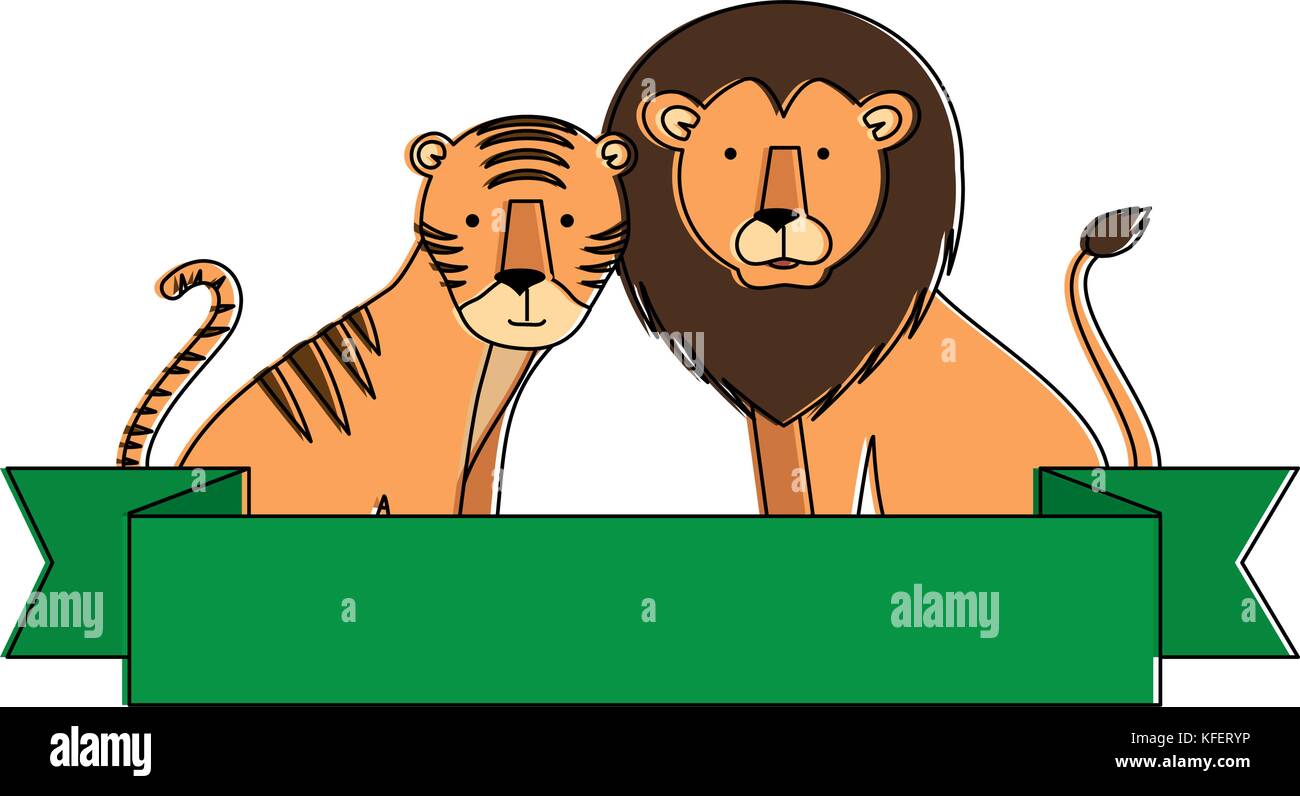 wild tiger and lion vector illustration design Stock Vector Image & Art ...