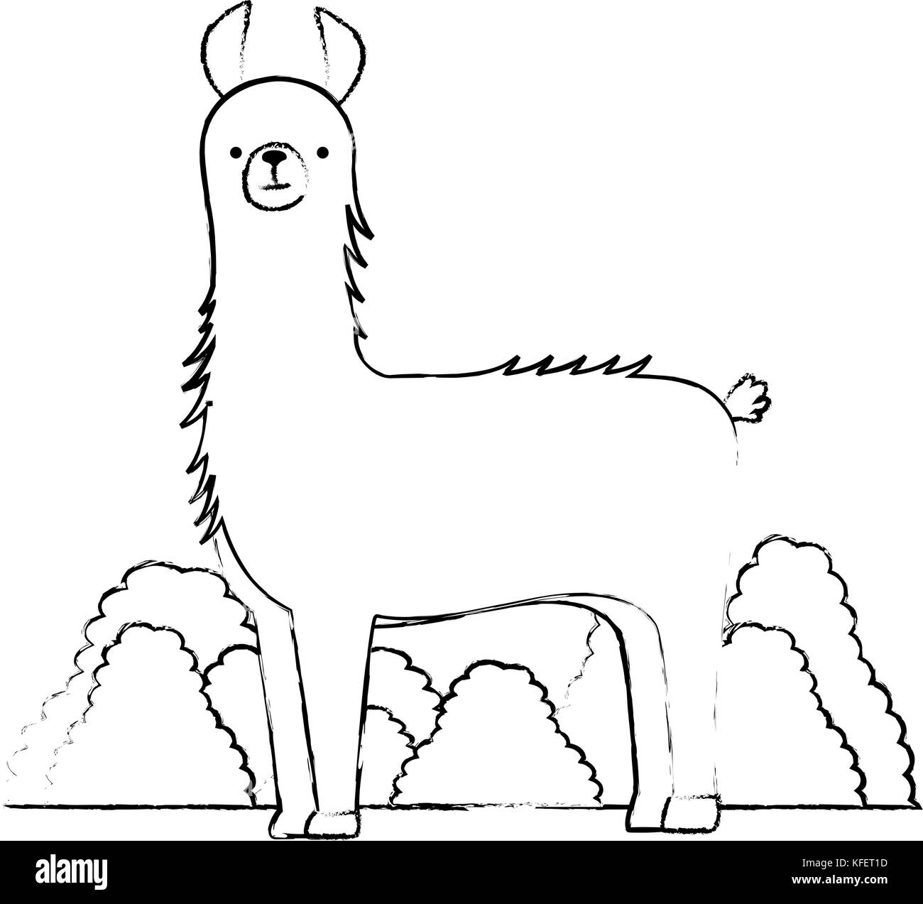 peruvian llama in jungle vector illustration design Stock Vector Image ...