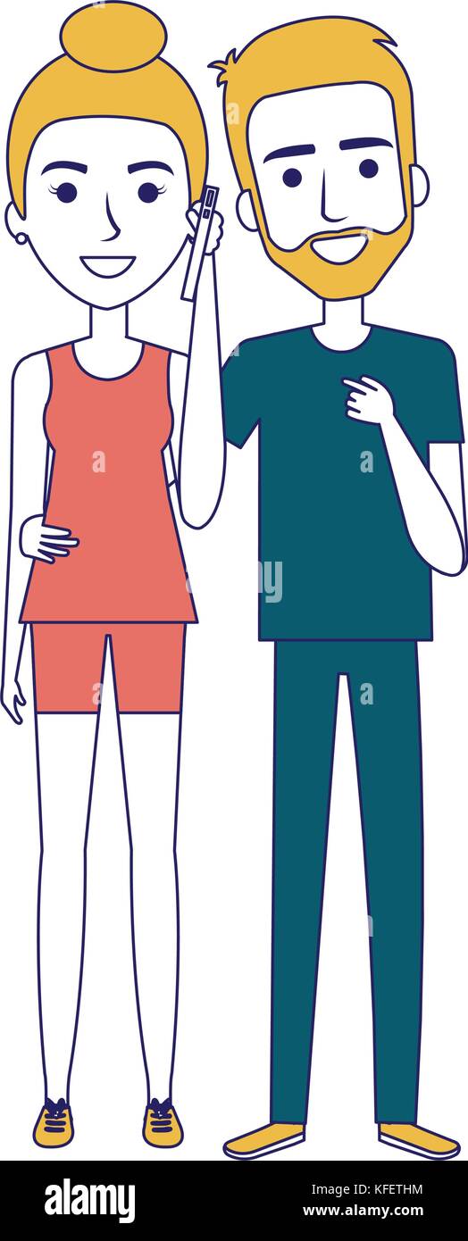 couple calling with smartphone vector illustration design Stock Vector ...