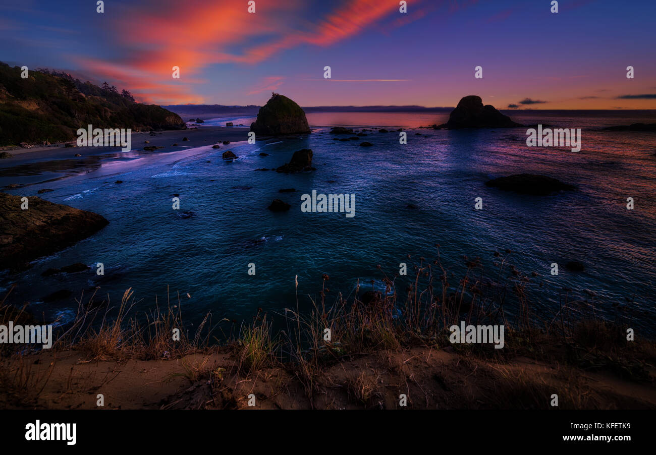 Colorful Northern California Sunset at the Beach, Color Image Stock ...