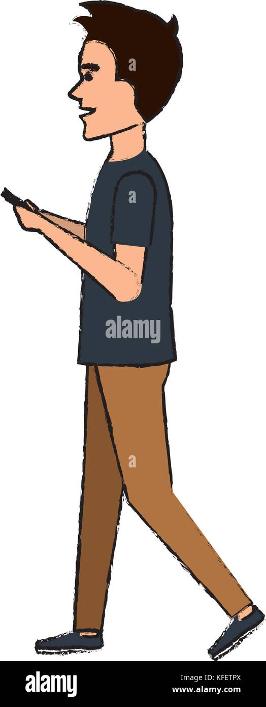 man chatting with smartphone vector illustration design Stock Vector ...