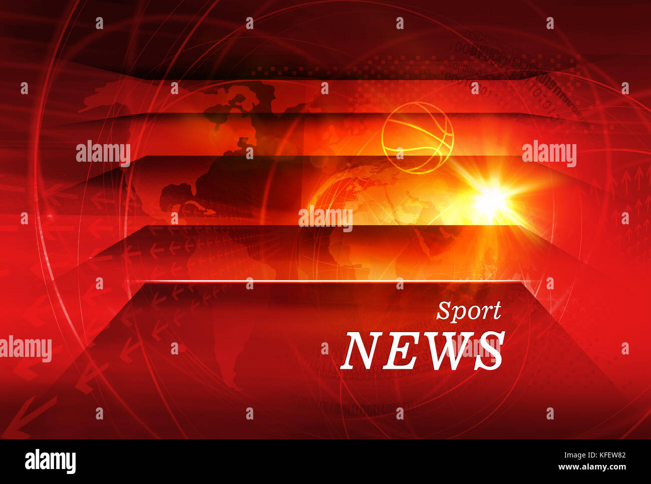 Graphical Sport News Background with World Map and Round Circles with ...