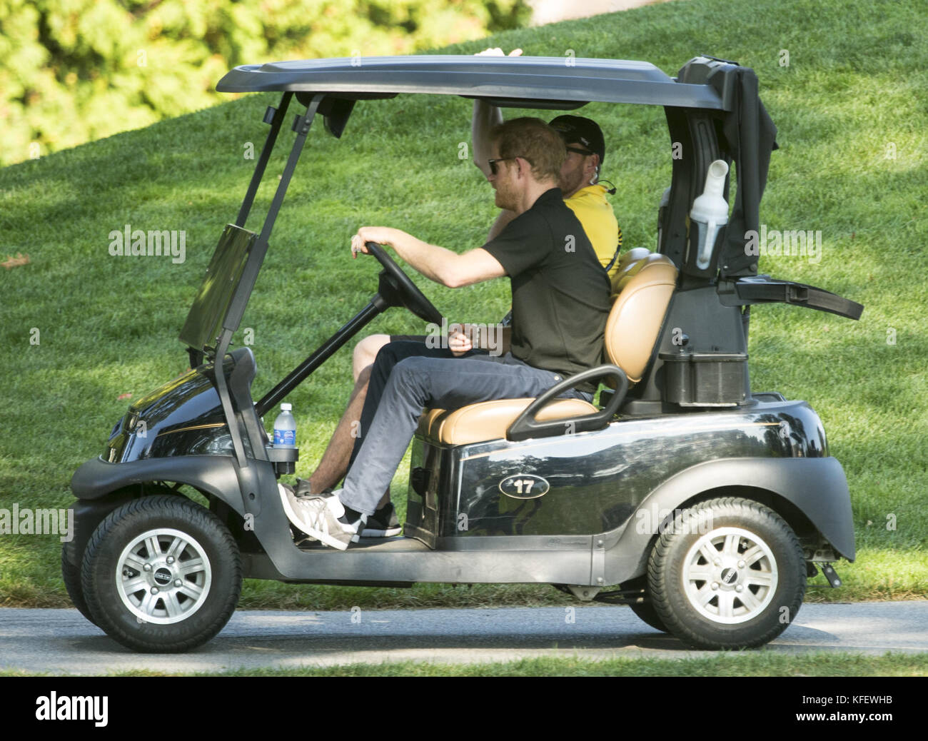 Prince Harry attends the Golf at St. George Golf Course as part of the ...