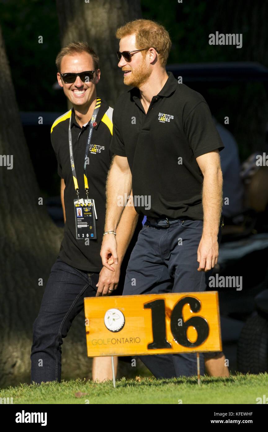 Prince Harry attends the Golf at St. George Golf Course as part of the ...