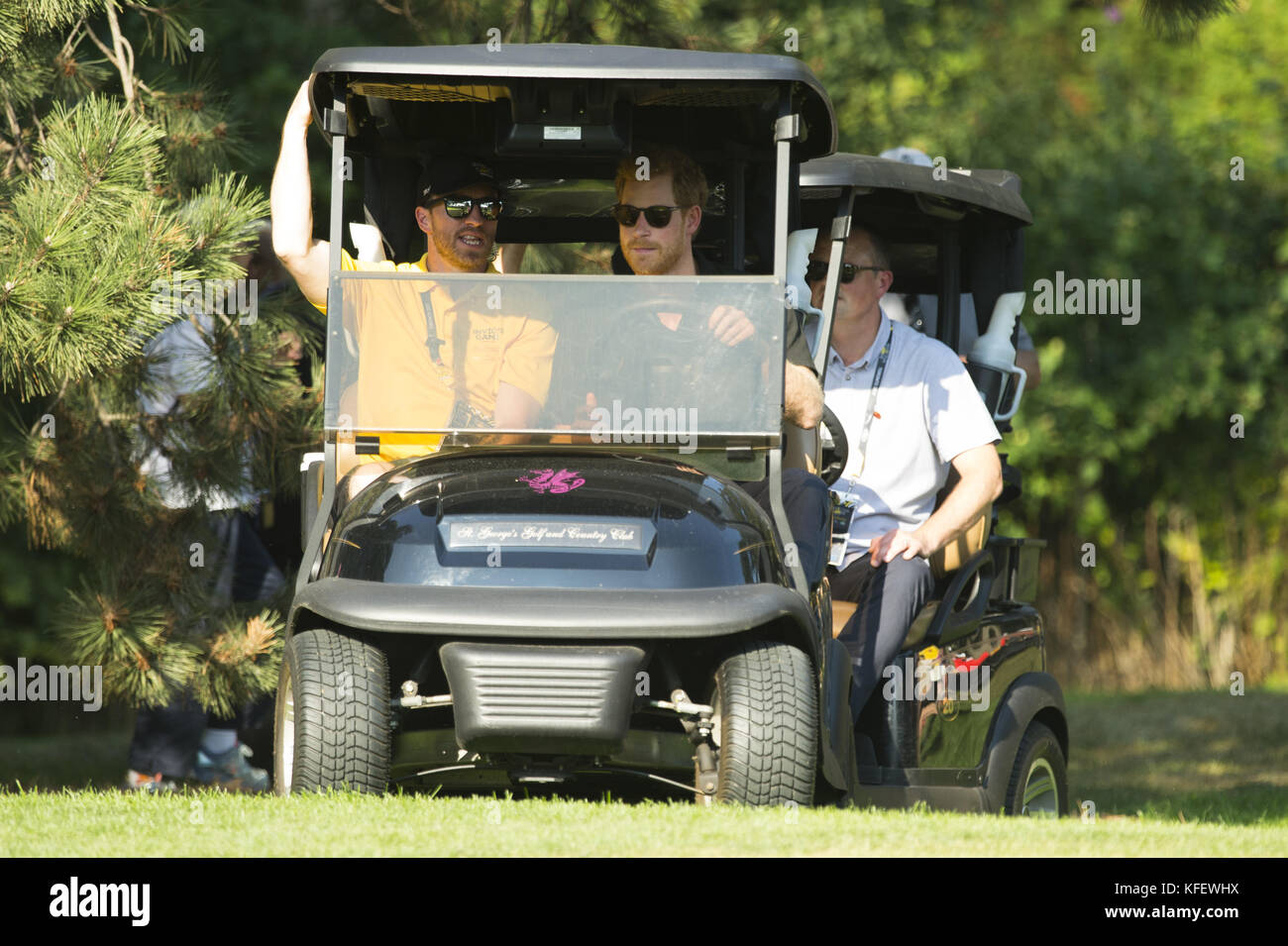 Prince Harry attends the Golf at St. George Golf Course as part of the ...