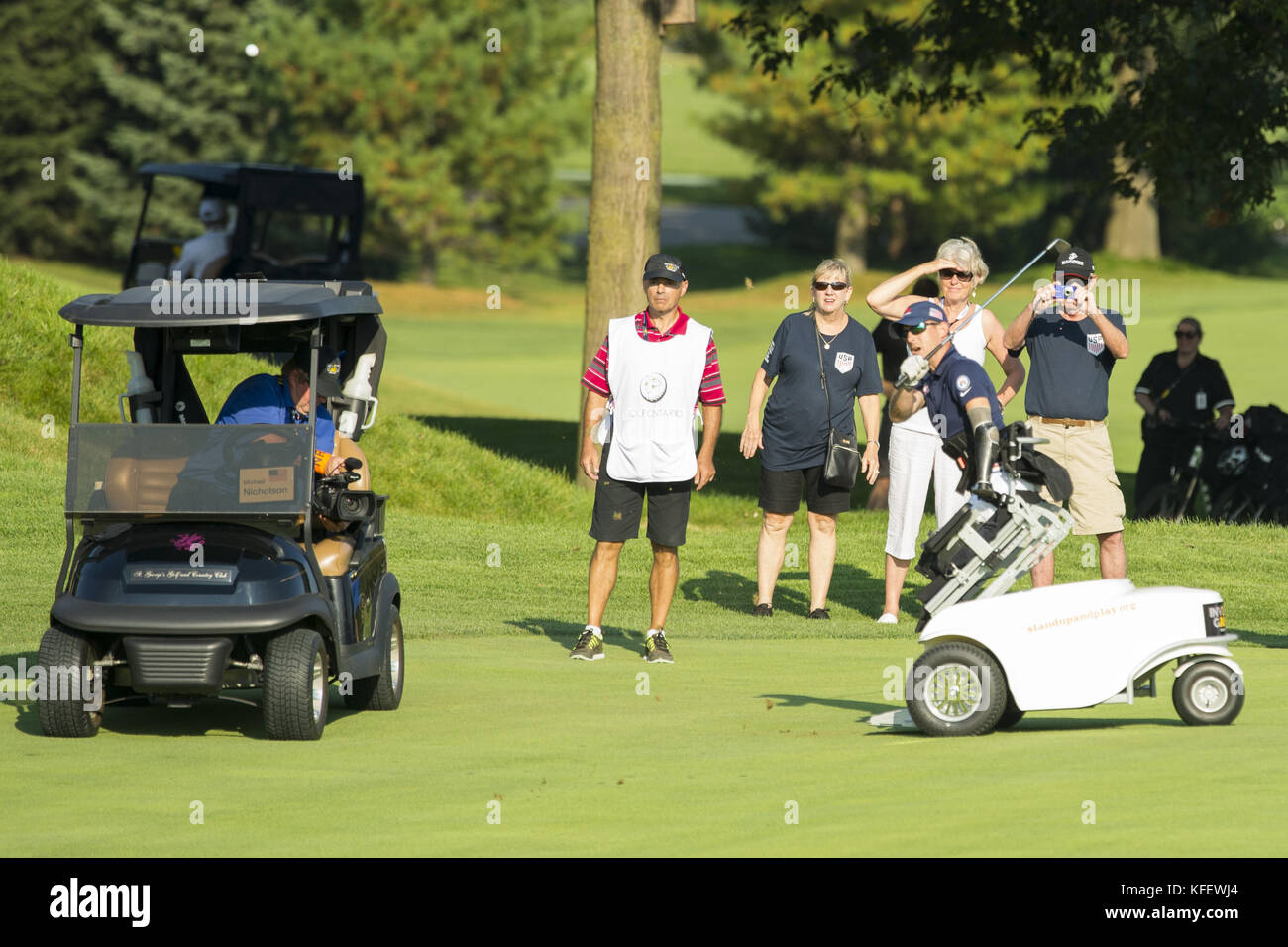Prince Harry attends the Golf at St. George Golf Course as part of the ...