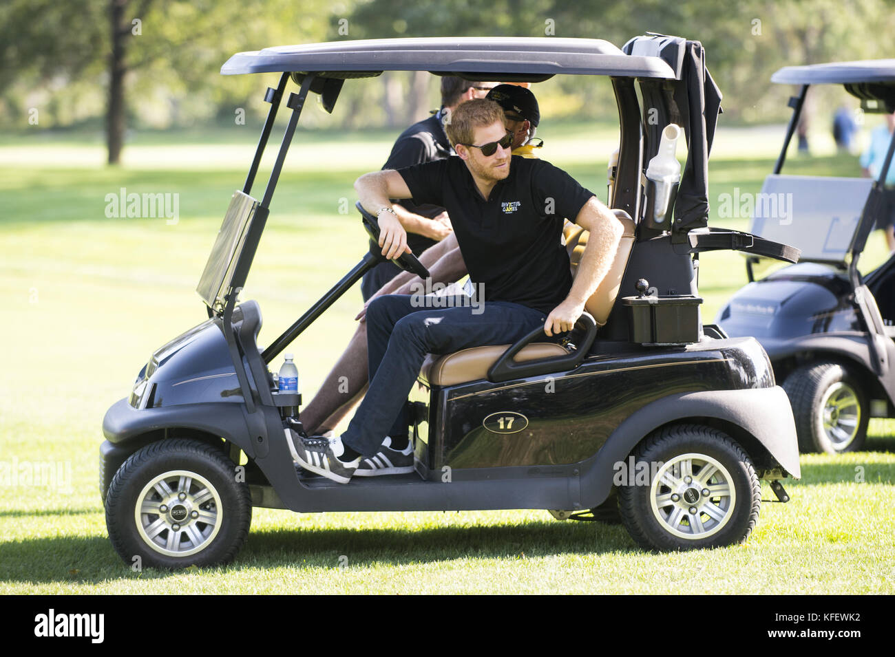 Prince Harry attends the Golf at St. George Golf Course as part of the ...