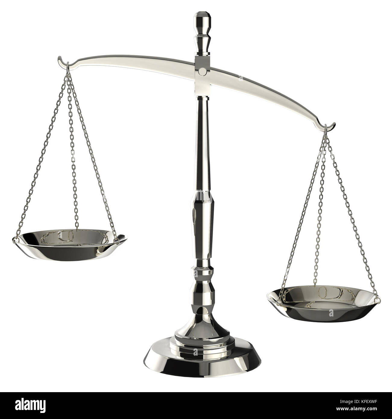 Silver scales of justice isolated on white background with clipping ...