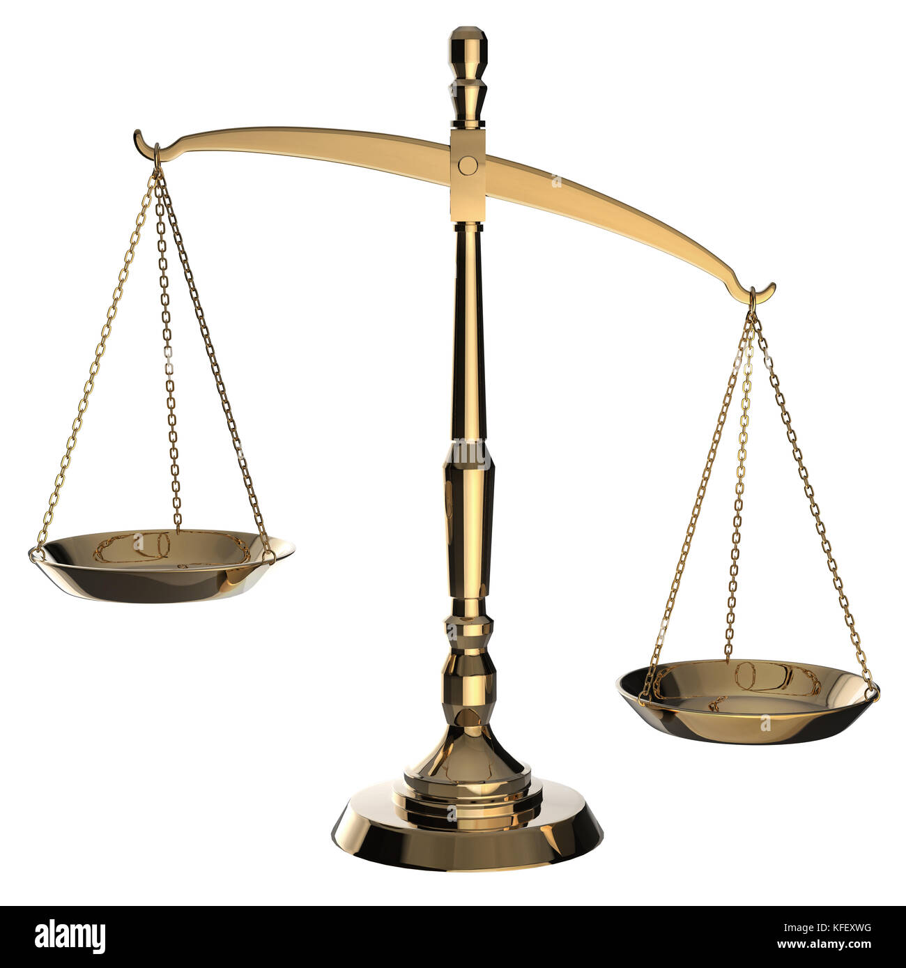 Gold scales of justice isolated on white background with clipping path ...