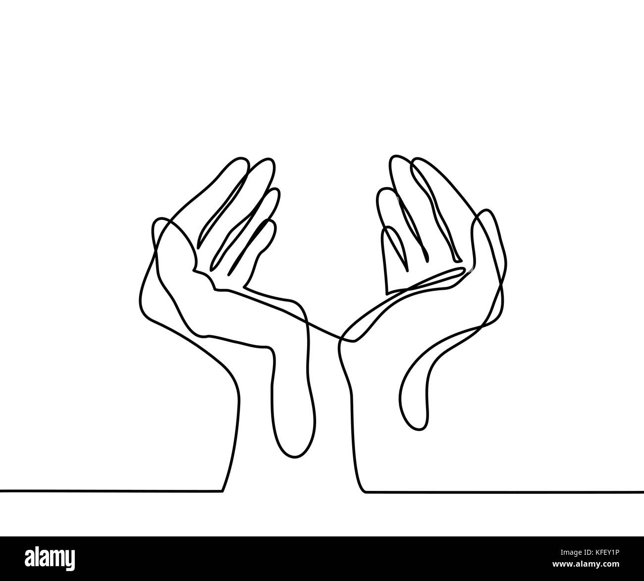 Continuous line drawing. Hands palms together. Vector illustration ...