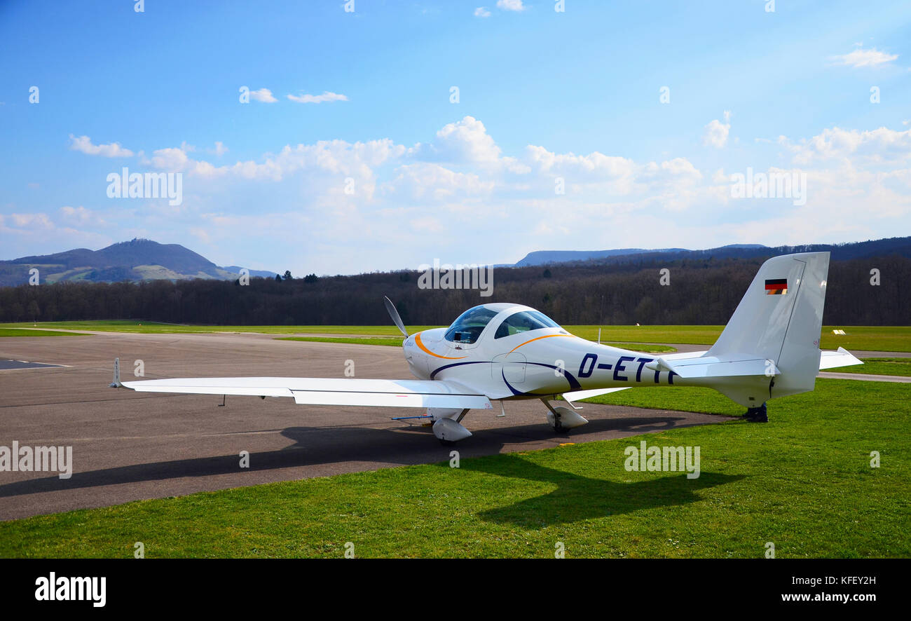 Lightweight plane with transparent cabin, seen in south Germany, March ...