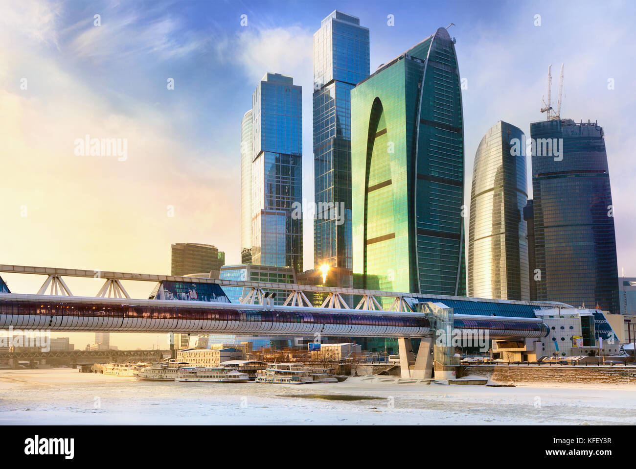 Pedestrian bridge "Bagration" and financial and office center "Moscow ...