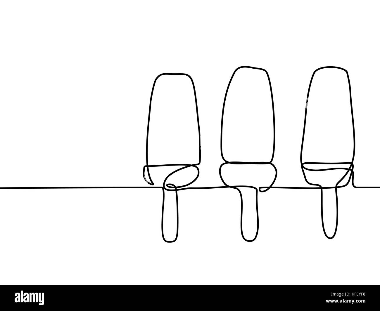 Continuous line drawing. Ice lolly on a stick in glaze. Vector ...