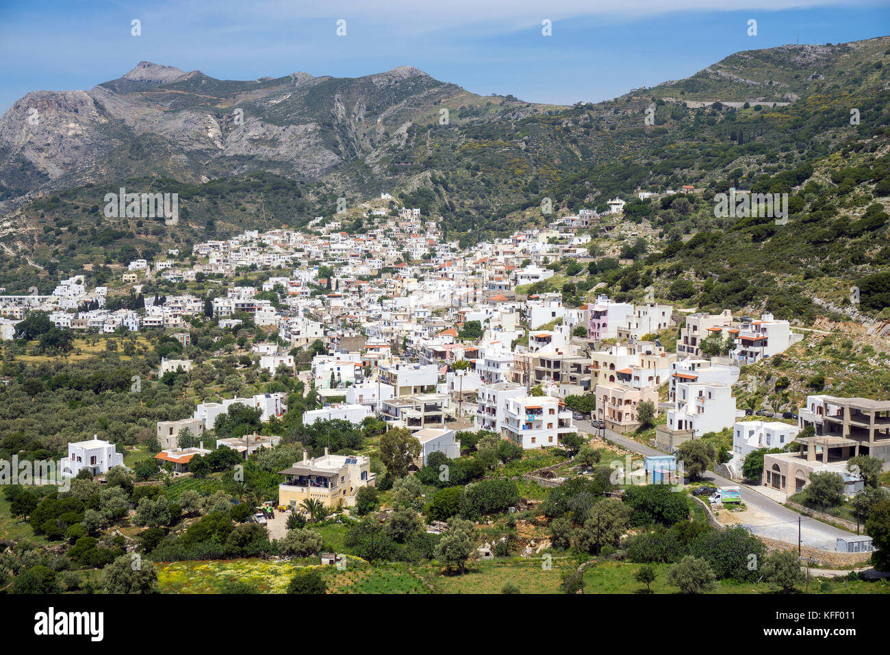 View on the village Filoti, Naxos island, Cyclades, Aegean, Greece ...