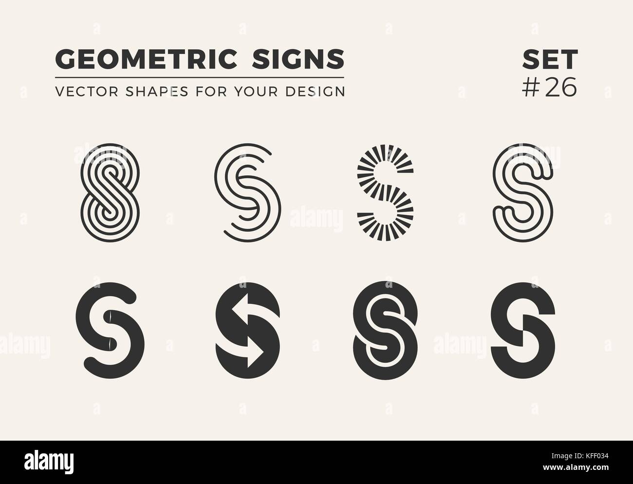 Set of eight minimalistic trendy shapes. Stylish vector logo emblems ...