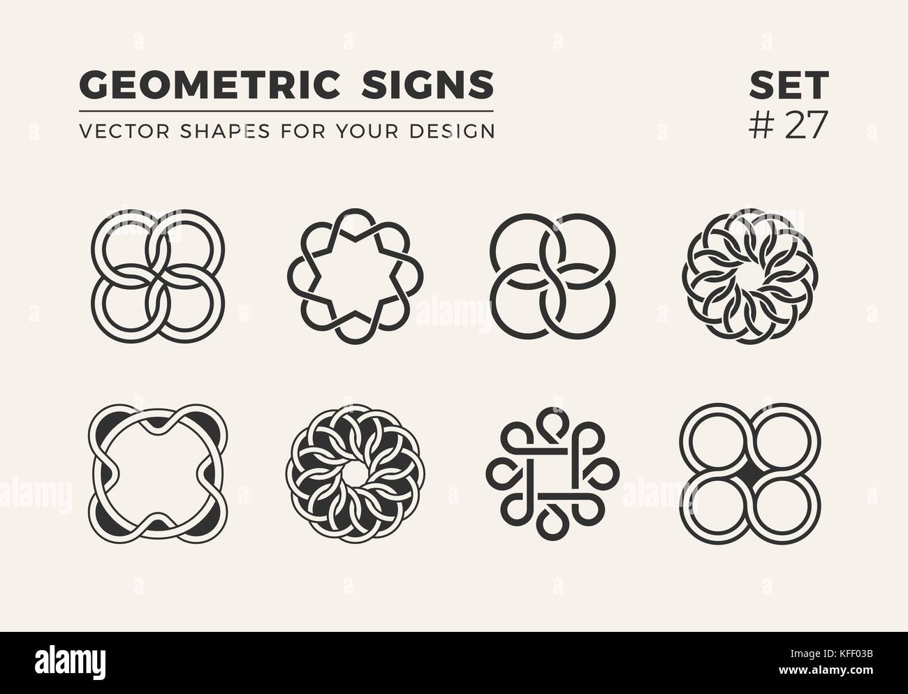 Set of eight minimalistic trendy shapes. Stylish vector logo emblems ...