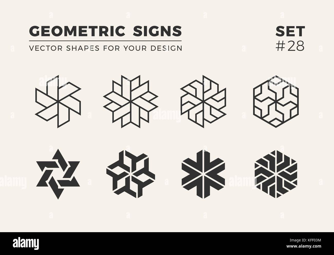 Set of eight minimalistic trendy shapes. Stylish vector logo emblems ...