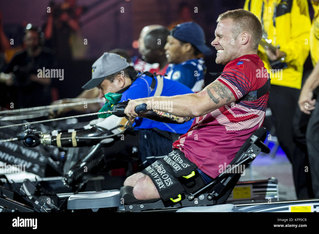Prince Harry attends Invictus Games Indoor Rowing. Featuring: athletes ...