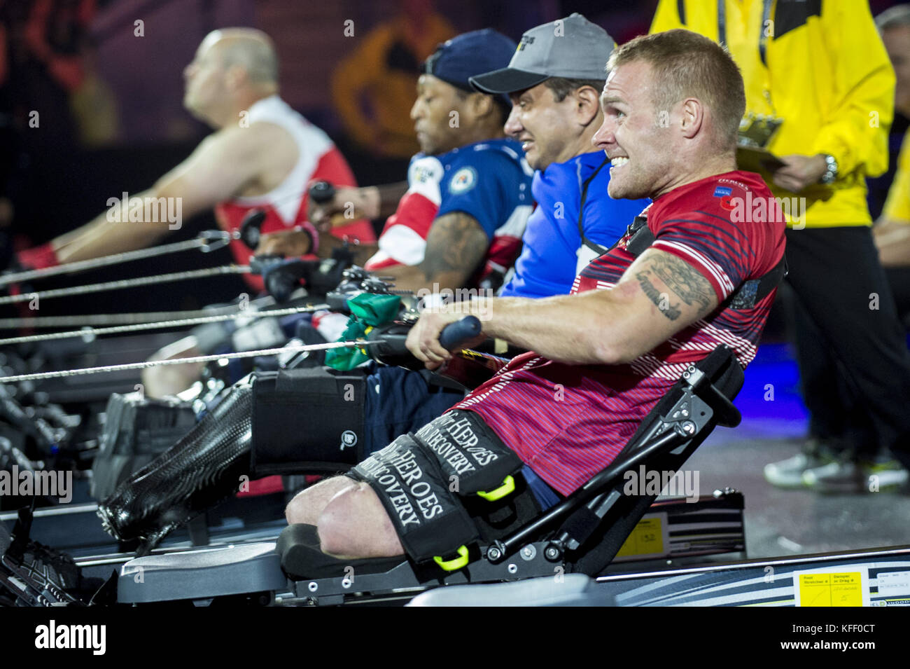 Prince Harry attends Invictus Games Indoor Rowing. Featuring: athletes ...