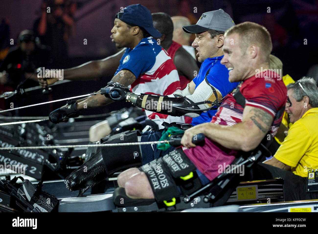 Prince Harry attends Invictus Games Indoor Rowing. Featuring: athletes ...