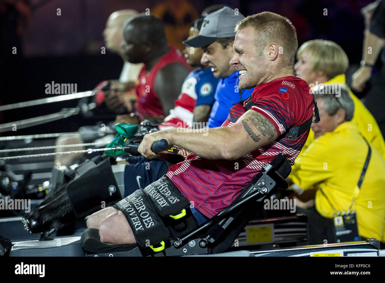 Prince Harry attends Invictus Games Indoor Rowing. Featuring: athletes ...