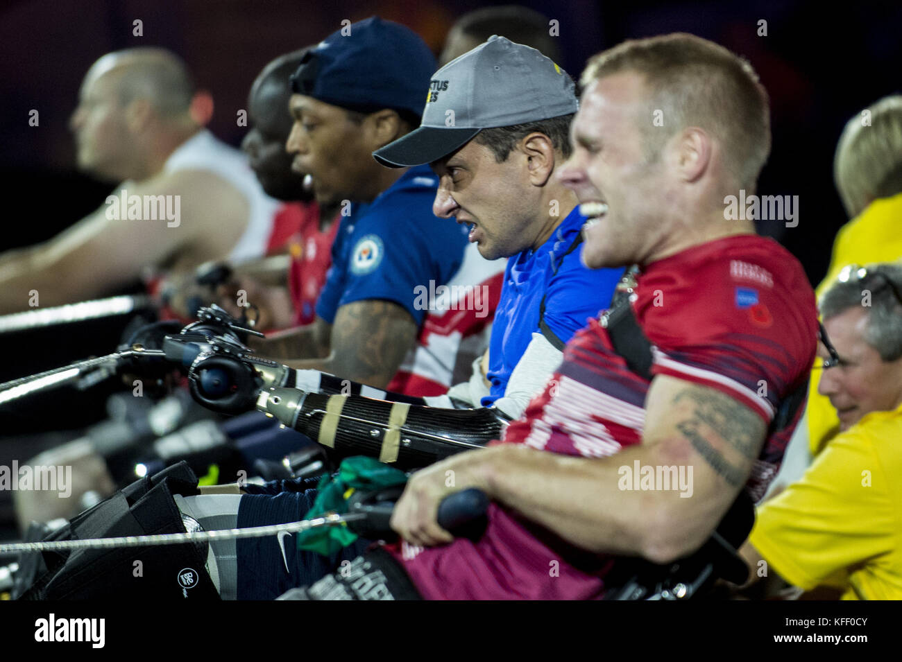 Prince Harry attends Invictus Games Indoor Rowing. Featuring: athletes ...