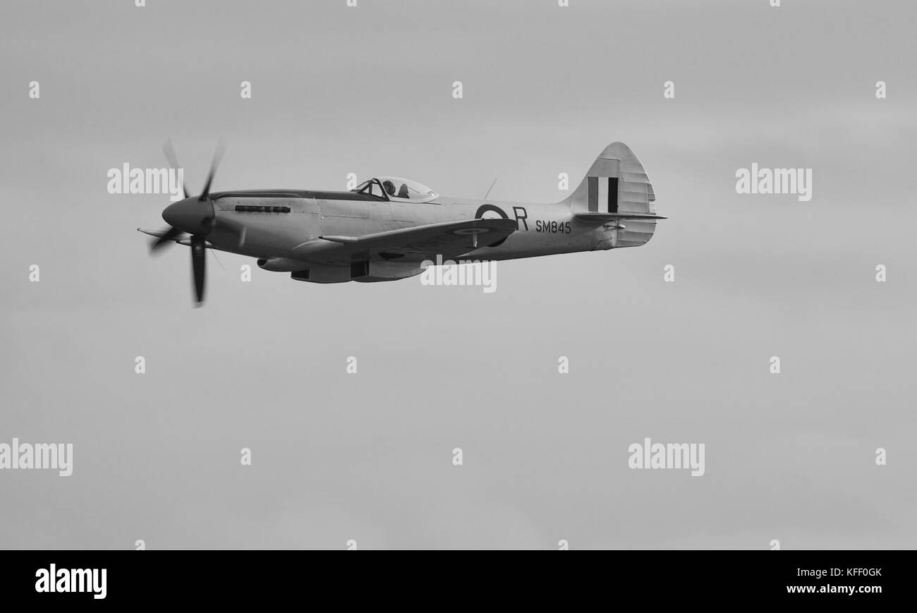 Restored spitfire aircraft Black and White Stock Photos & Images - Alamy